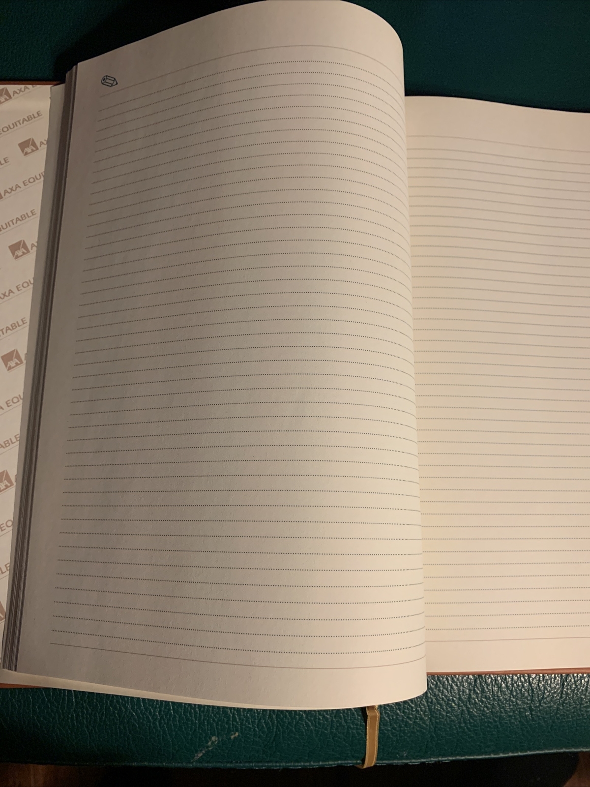 New, AXA EQUITABLE Brown Leather Notepad Lined With Page Marker Ribbon ...