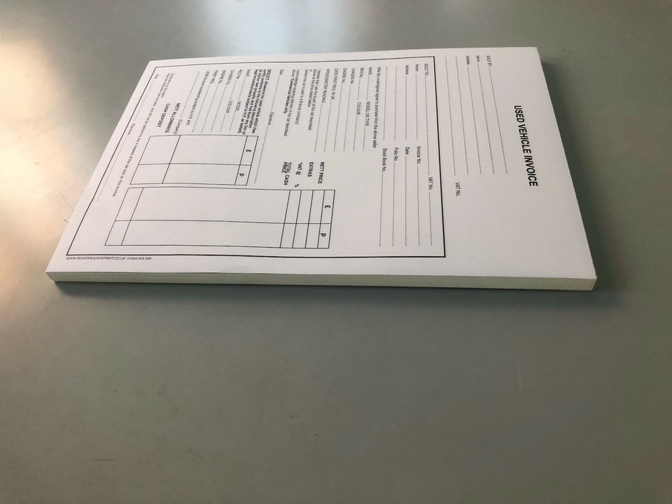 Personalised Used Vehicle Invoice pads A4 - Car Sales Pads | eBay UK
