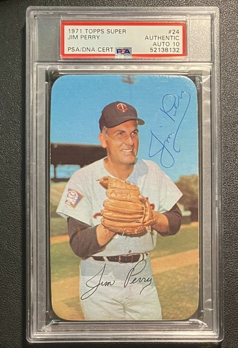 1971 Topps Super #24 Jim Perry Signed PSA/DNA Authentic Autograph Grade ...