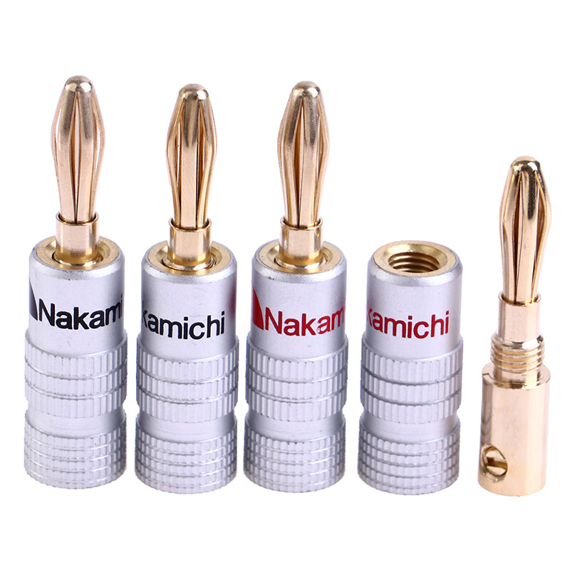 4pcs Banana Connector 4mm Speaker banana plugs 24K Copper gold plated ...