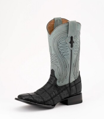 Ferrini Western Boots Mens Ostrich Pinto Patchwork Black 11693-04 | eBay