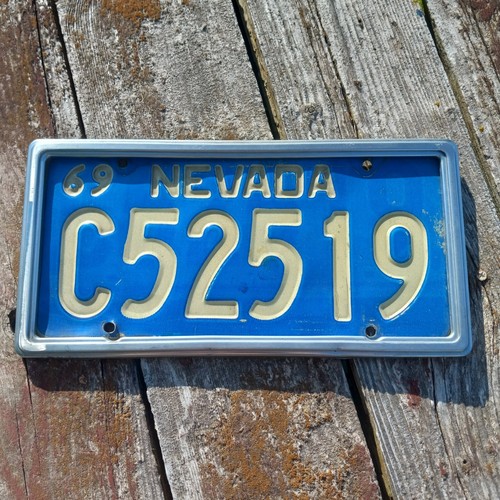 1969 Nevada License Plate - "C52519" underembossed + metal Frame | eBay