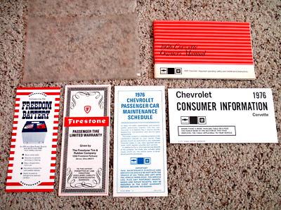 1976 Corvette Factory GM Original Owners Manual Set L-82 Mint Original ...