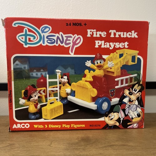Vintage Disney Fire Truck Playset Arco #6276 Mickey Mouse New In Open ...
