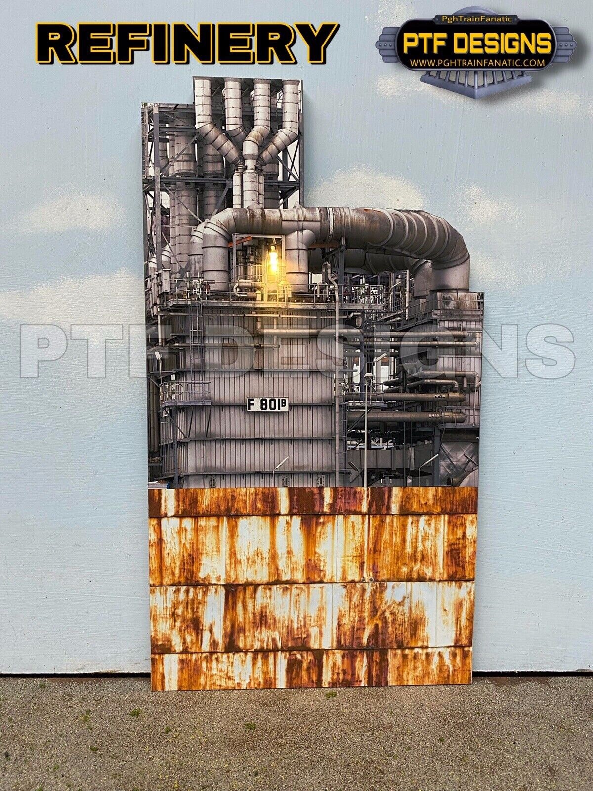 HO Scale OIL REFINERY Flat / Front 3D Background w/LED, Tank Field ...