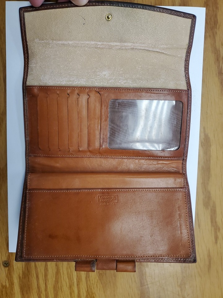 Vintage Dooney & Bourke Bill fold Pebbled Leather Green Checkbook ...