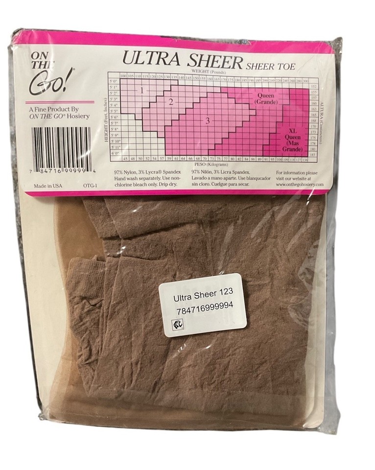 On The Go! Pantyhose Size 3 COFFEE Ultra Sheer Sheer Toe NEW | eBay