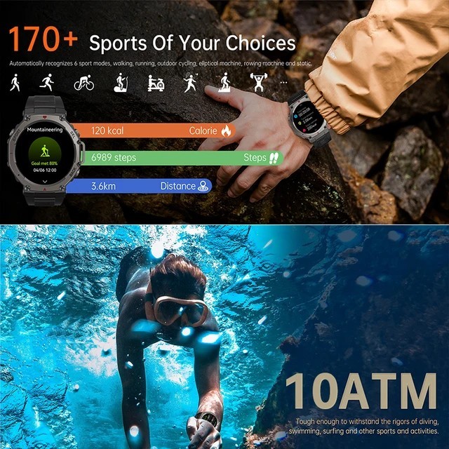 T-Rex 3 GPS Smart Watch (10ATM Waterproof, Built-In GNSS, Compass ...