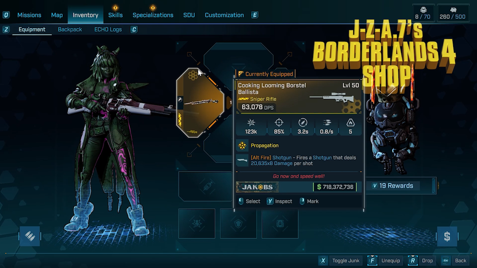 Borderlands 4 MODDED BORSTEL BALLISTA SNIPER BL4 CRAZY DAMAGE PC-PS ...