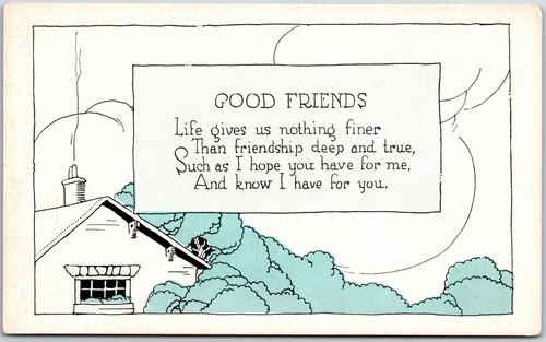 Good Friends, Friendship Poem, House & Trees, Cozy Scene, Vintage ...