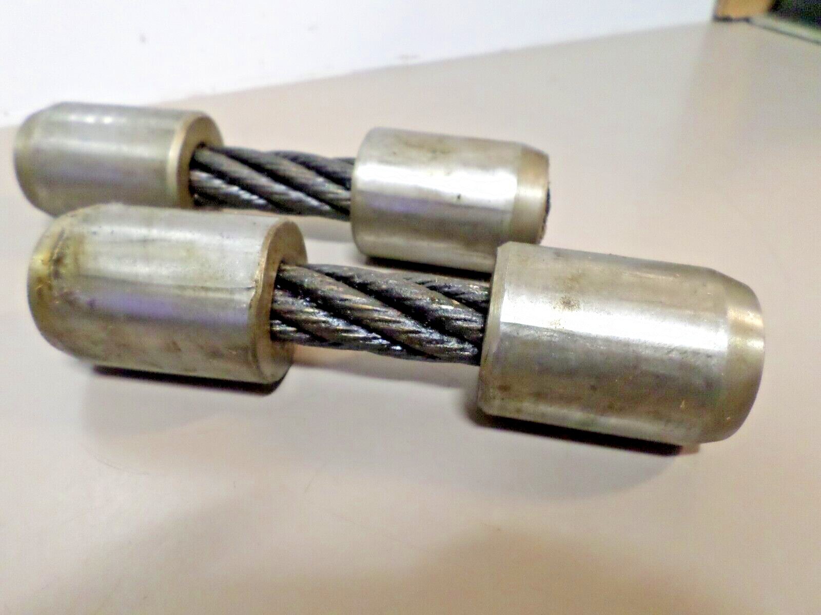 Lot of 2 - Shop Built 1" Diameter Step Cable Steel Swaging Each End | eBay