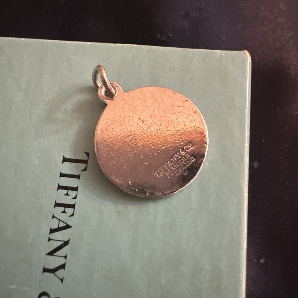 VINTAGE TIFFANY & CO MAKERS STERLING SILVER CHARM PENDANT ROUND CIRCLE ...