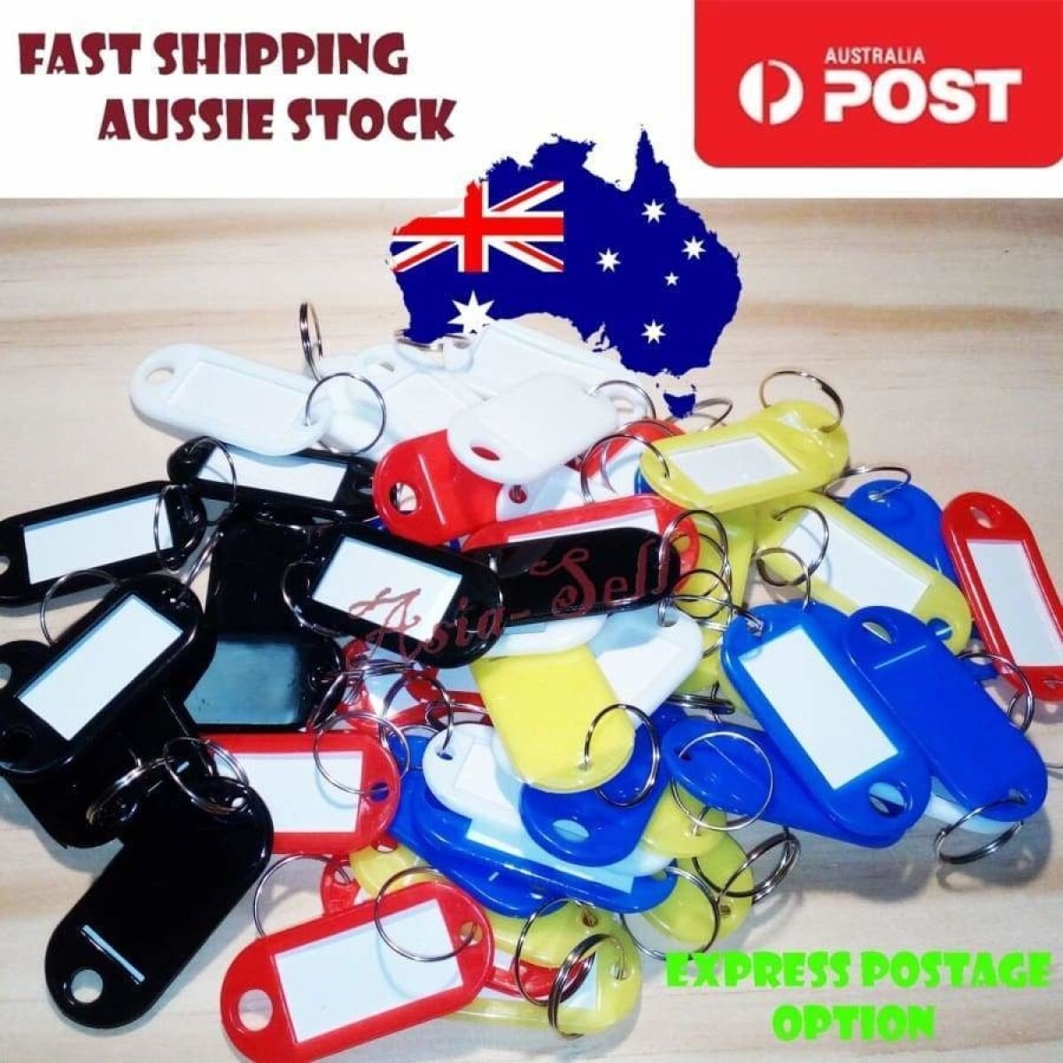 20 Keytags Plastic Key Tags Ring Name Card Phone Number Label Keychains ...