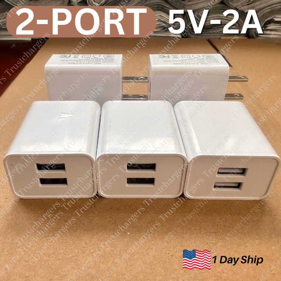 10W Dual USB A Port Jack 5V 2A Power Adapter 5 Volt 2Amp AC to DC ...
