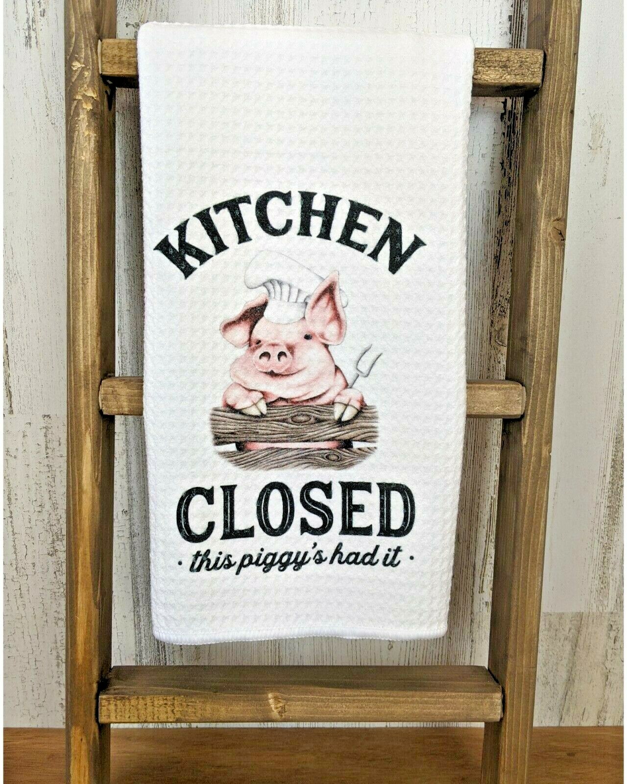 Kitchen Closed This Piggy's Had It - Waffle Weave Towel Funny Pig Decor ...