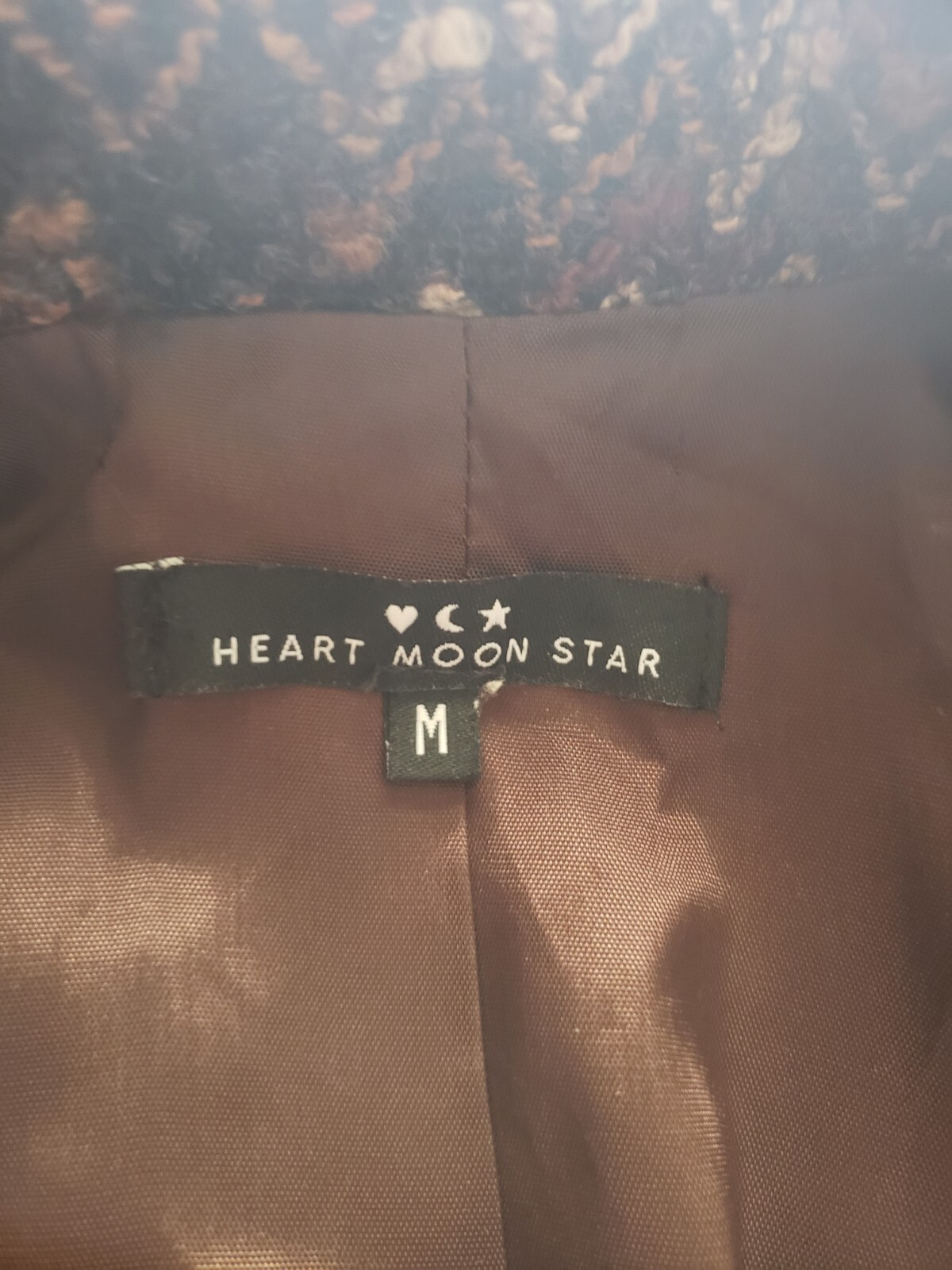HEART MOON STAR Blazer Jacket Women's Size M Bust 32" nubbly chevron ...