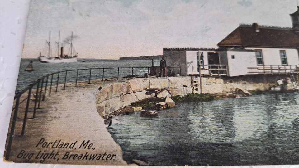 Postcard Bug Light Breakwater Portland Maine Posted | eBay