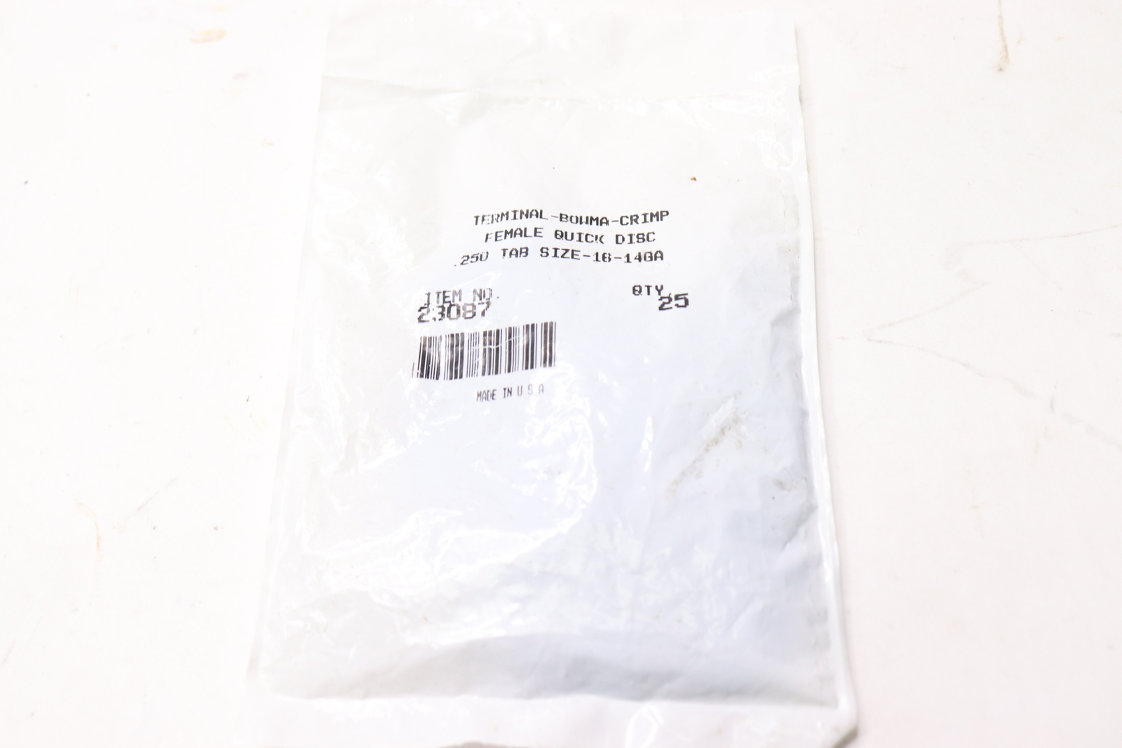 (25-Pk) Terminal Bowma Crimp Female Quick Disc .250 Tab Size 16, 14 Ga ...