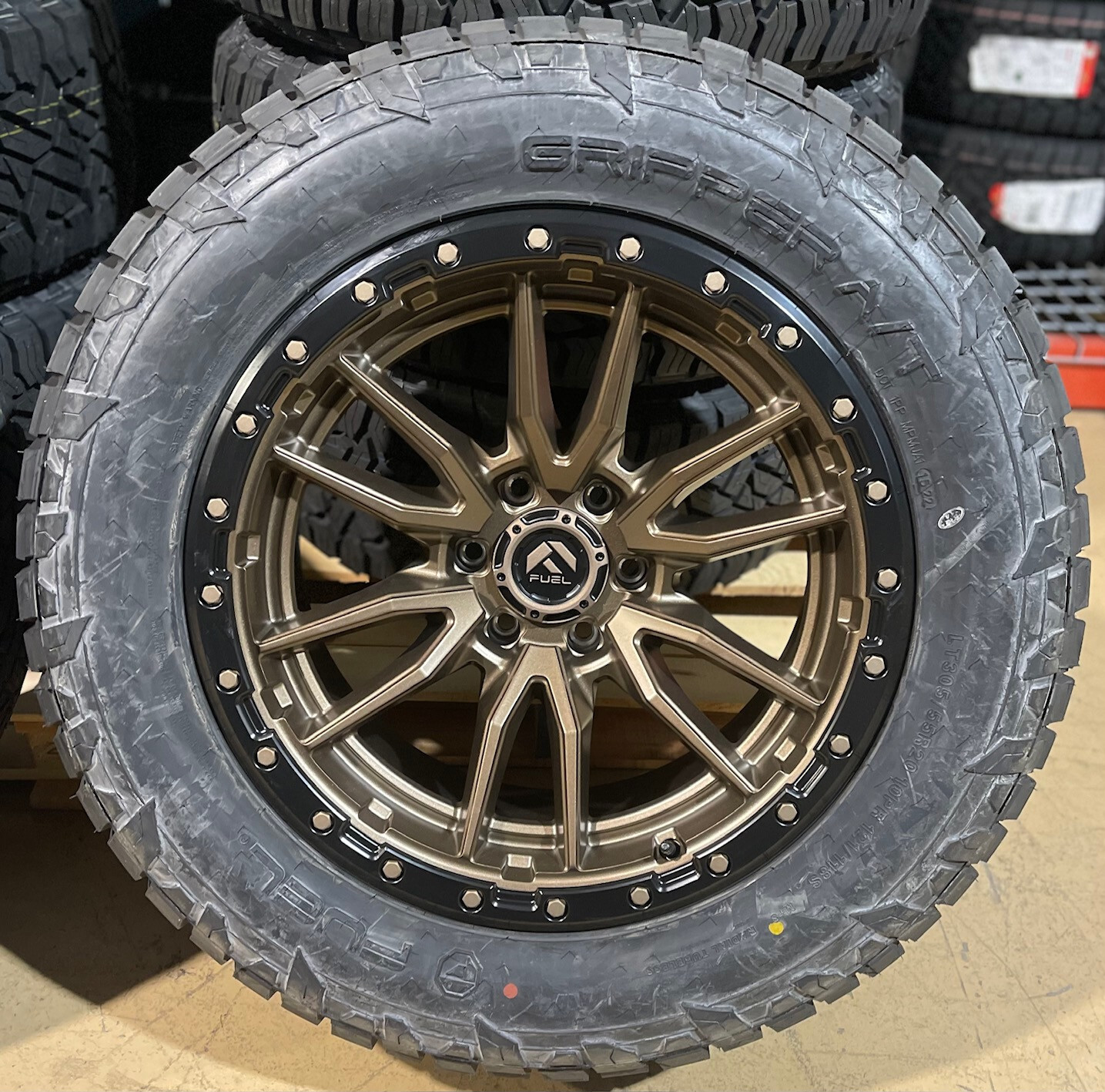 5) 20x10 Fuel D681 Bronze Rebel Wheels 33" AT Tires 5x5 Jeep Wrangler ...