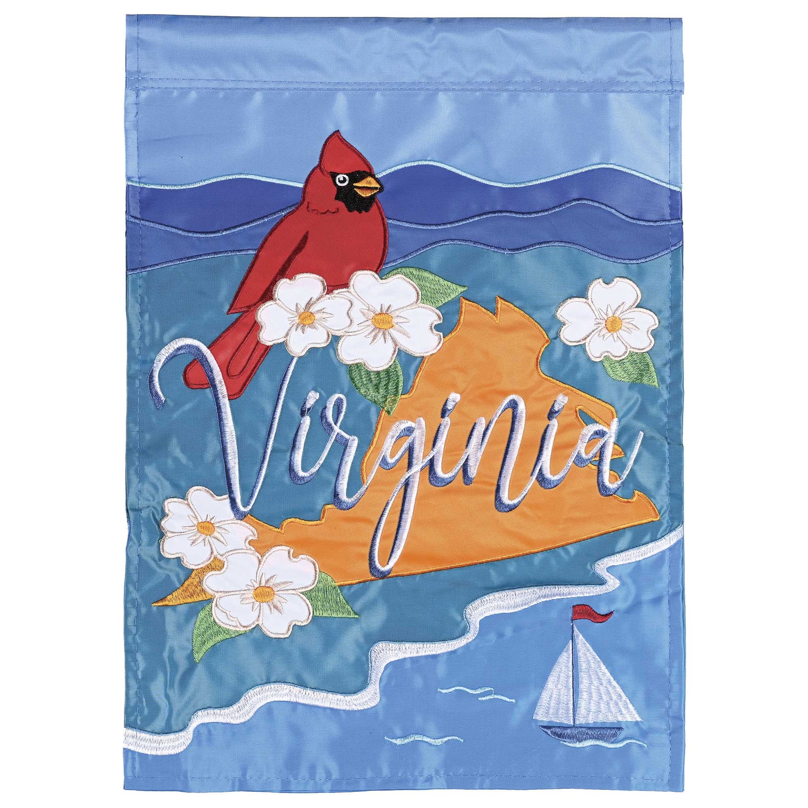 Virginia Sailboat Cardinal Dogwood Flower Blue 18x13 Polyester Garden ...