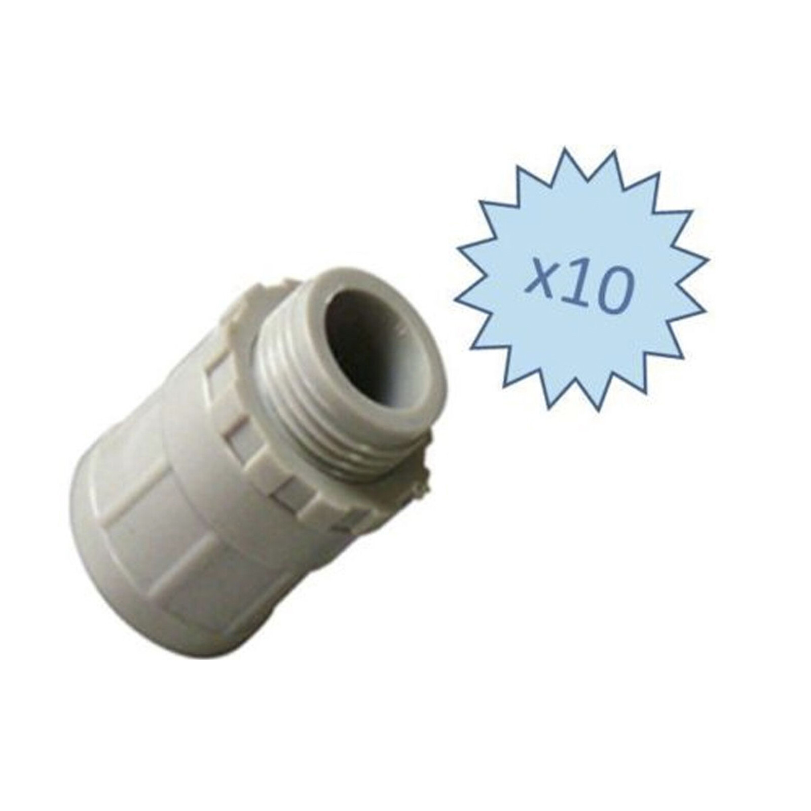 BULK 10x 25mm Plain to Screwed Adapter with Locking Ring Conduit Screw ...