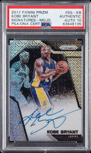 2017-18 Kobe Bryant Panini Prizm Signatures Mojo /25 Auto PSA AUTH 10 ...