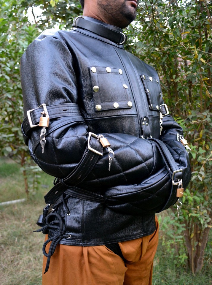 Men Leather Straitjacket Straight jacket with Locking Buckles Belts | eBay