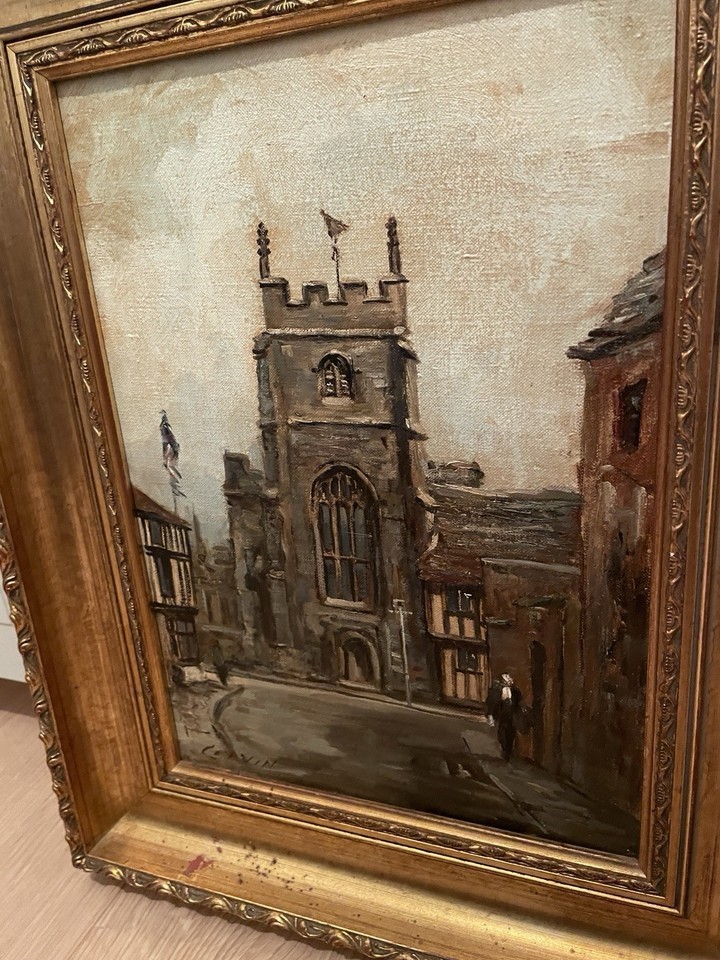 Original Oil On Canvas By John Corvin Vintage Painting Gilt Frame ...