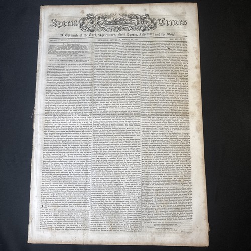 1851 Newspaper Spirit of the Times NY Humor Ads Horses Guns Rare 1800’s ...
