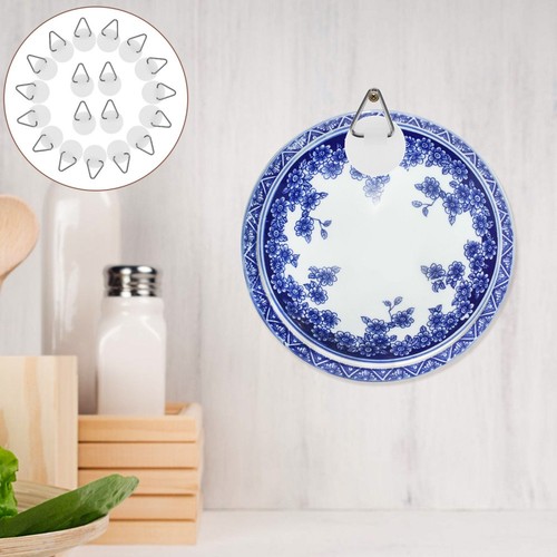 20 Pcs Round Sticker Hook Hanging Plate Holder Space Savers Holders for ...