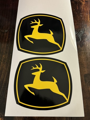 8” John Deere Logo Stickers (2x) For Loader Backhoe Tractor Yellow ...