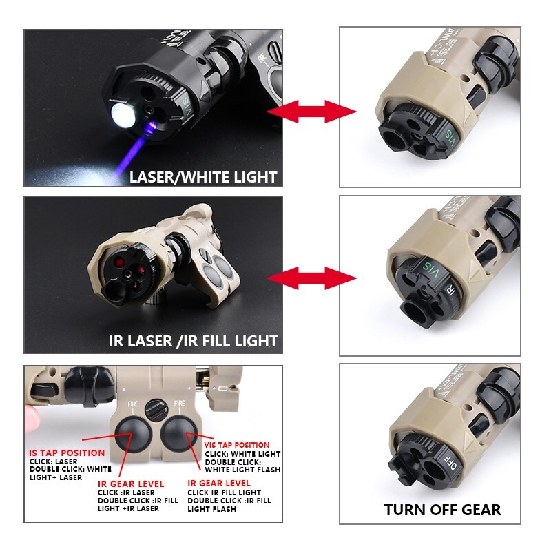 WADSN MAWL C1+ Laser Red Green IR Laser Sight White LED Strobe ...