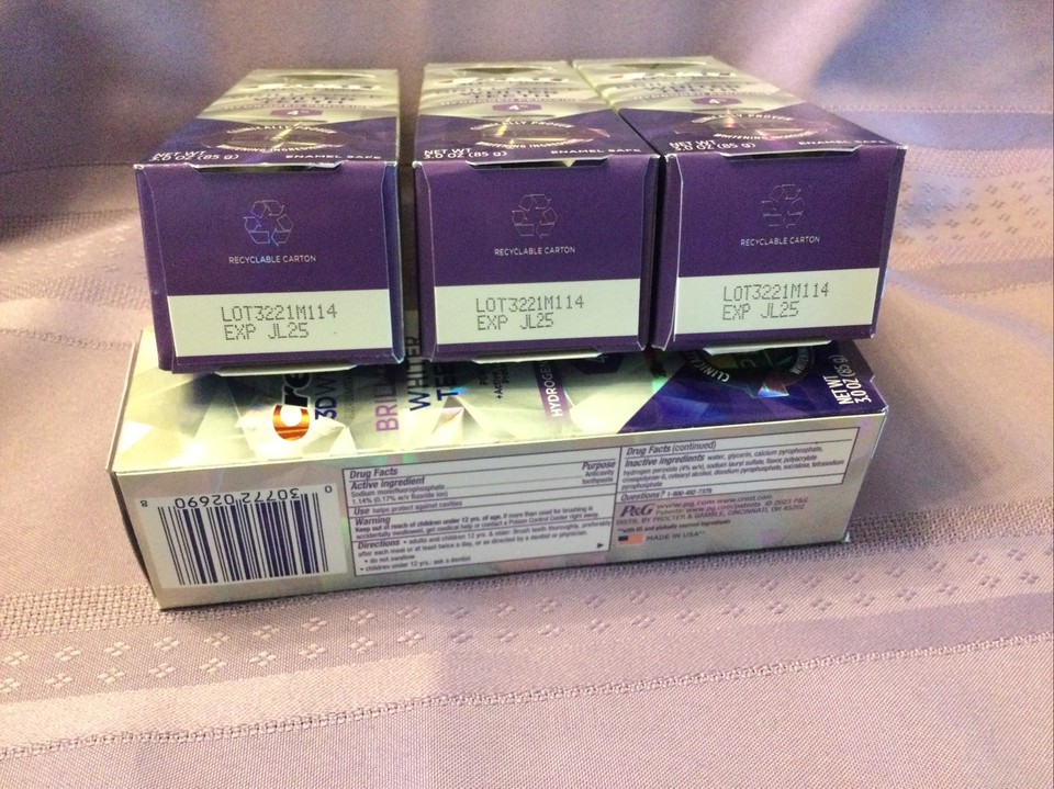 4 Crest 3D White Brilliance Pro Ultra Toothpaste Hydrogen Peroxide Exp ...