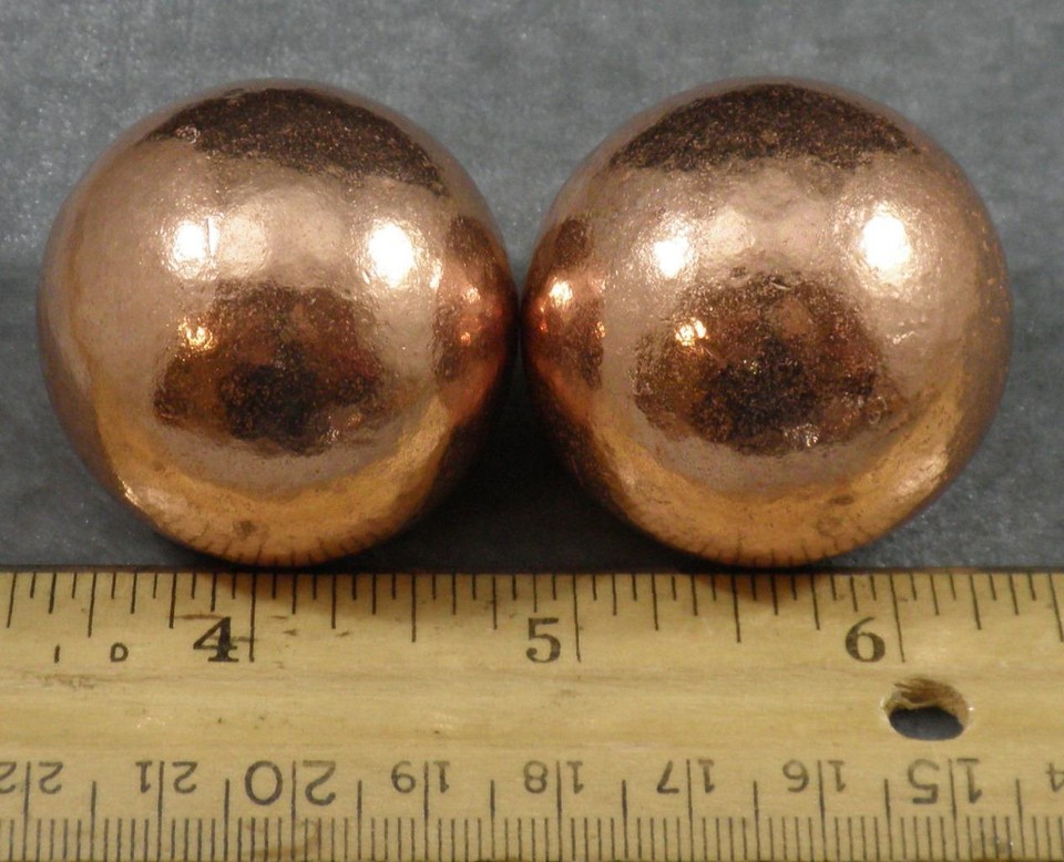 Two 40mm Native Copper Sphere Ball Specimen Solid Michigan 1 9/16" pair ...
