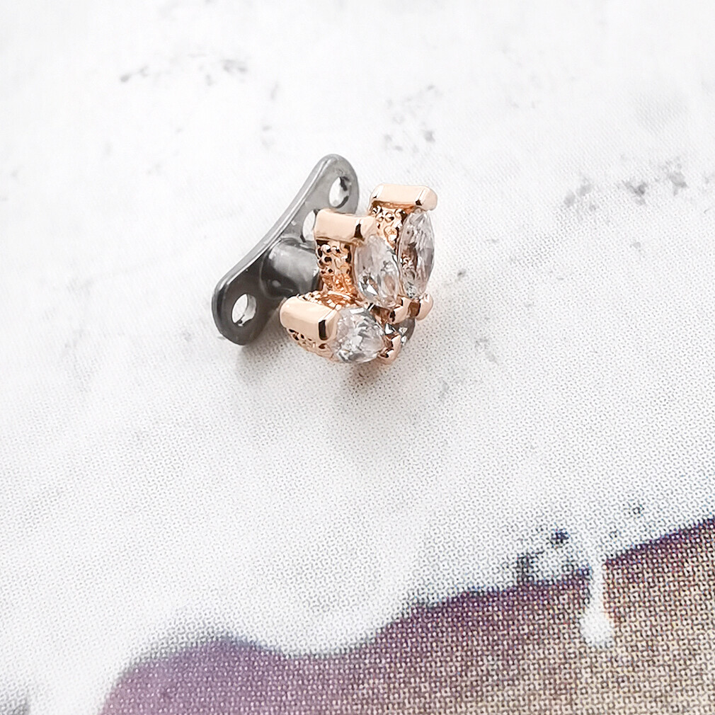 1PC Micro Dermal Anchor Top G23 Titanium Base Clear CZ Skin Diver ...