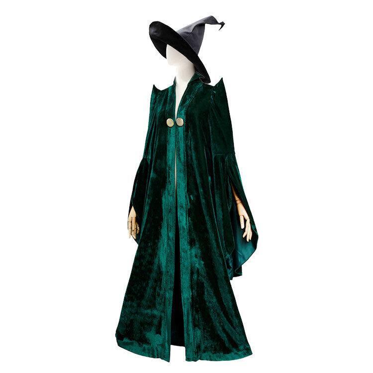 2025 Minerva McGonagall Professor Cosplay Costume Green Robe Dress Suit ...