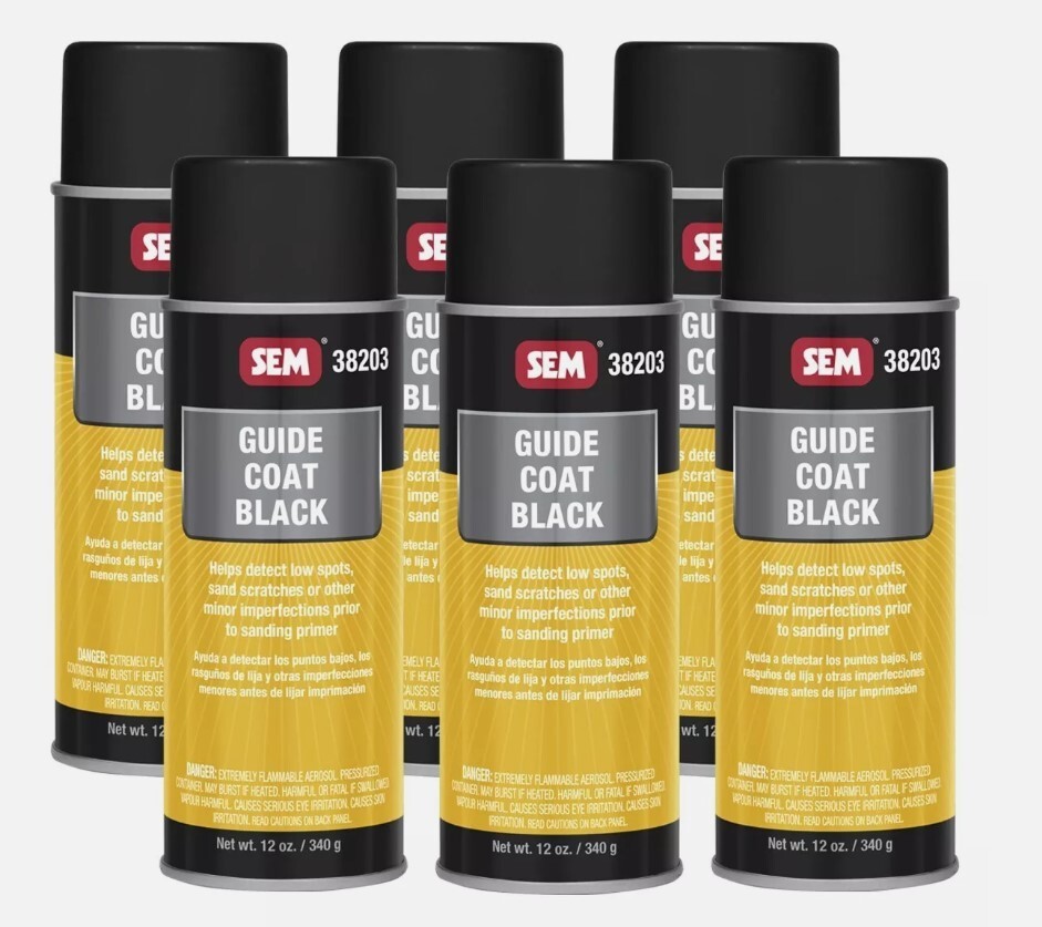 SEM Products 38203 Guide Coat Black Aerosol Spray Can 12 oz. each (6 ...
