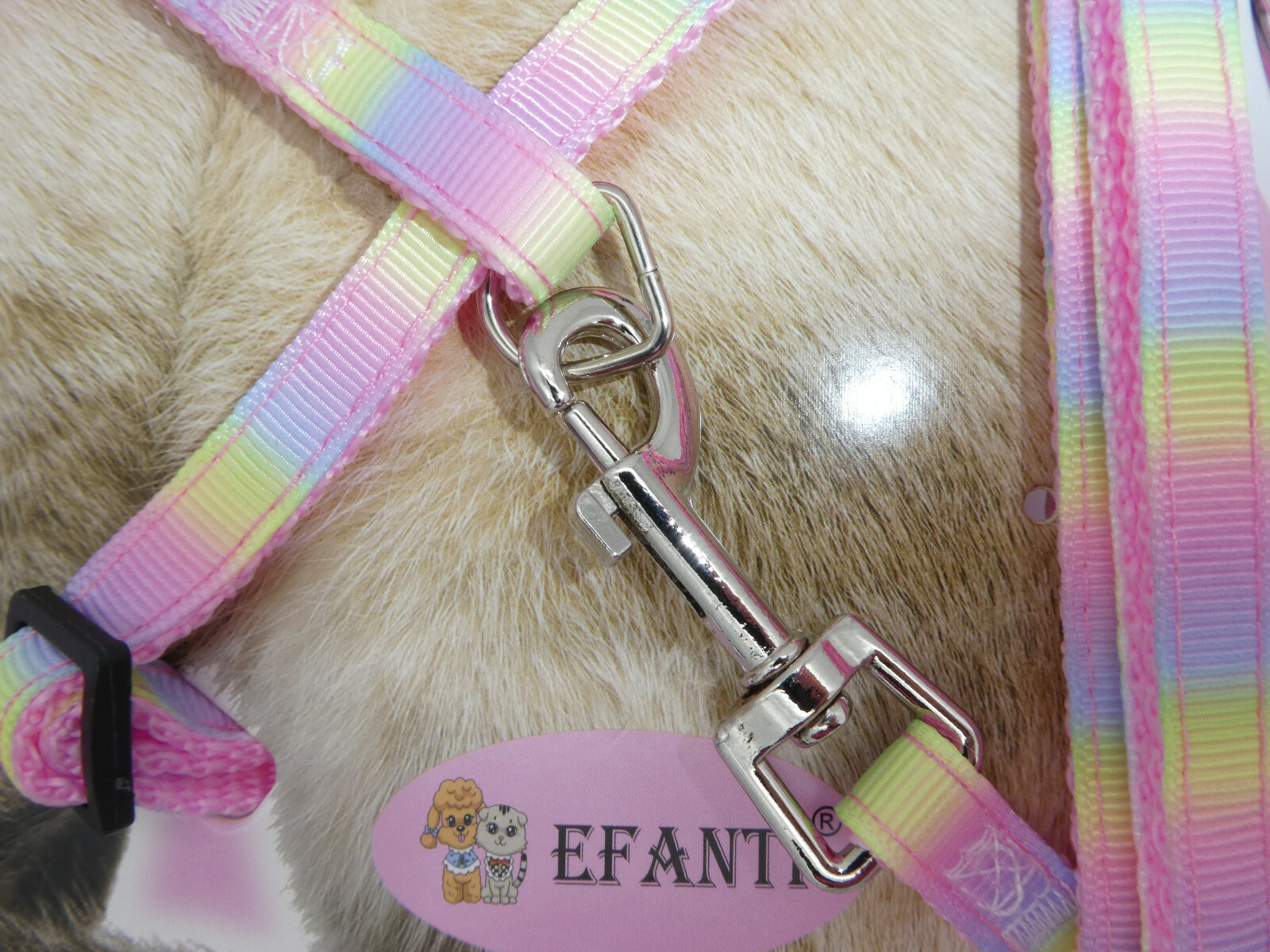 (H037) Cat Kitten Adjustable Harness & Lead Set Pink Pastel Rainbow ...