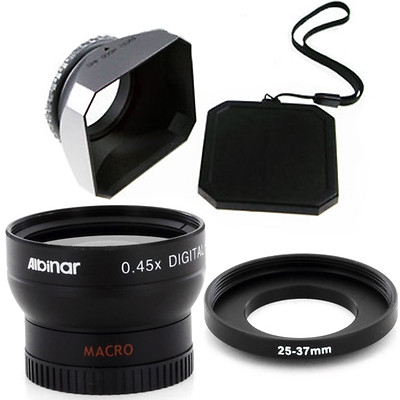 25mm Wide Angle Lens and Silver DV-s Hood for Sony Handycam DCR-DVD105 ...