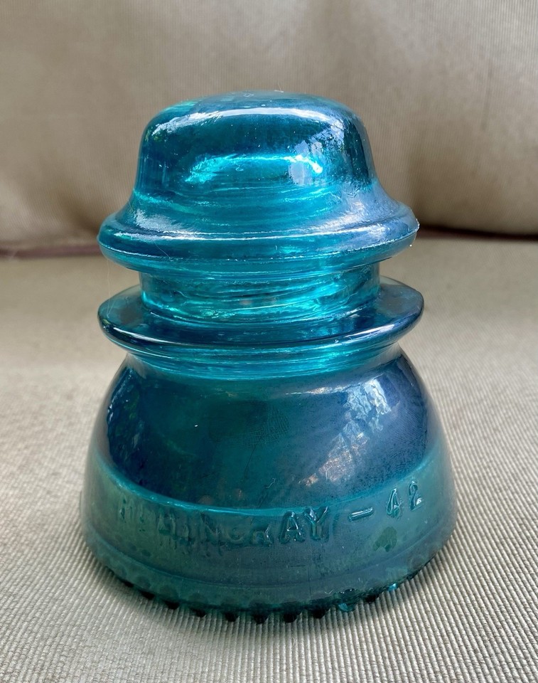 Hemingray 42 Electrical Glass Insulator Aqua Blue Green Vintage Made in ...