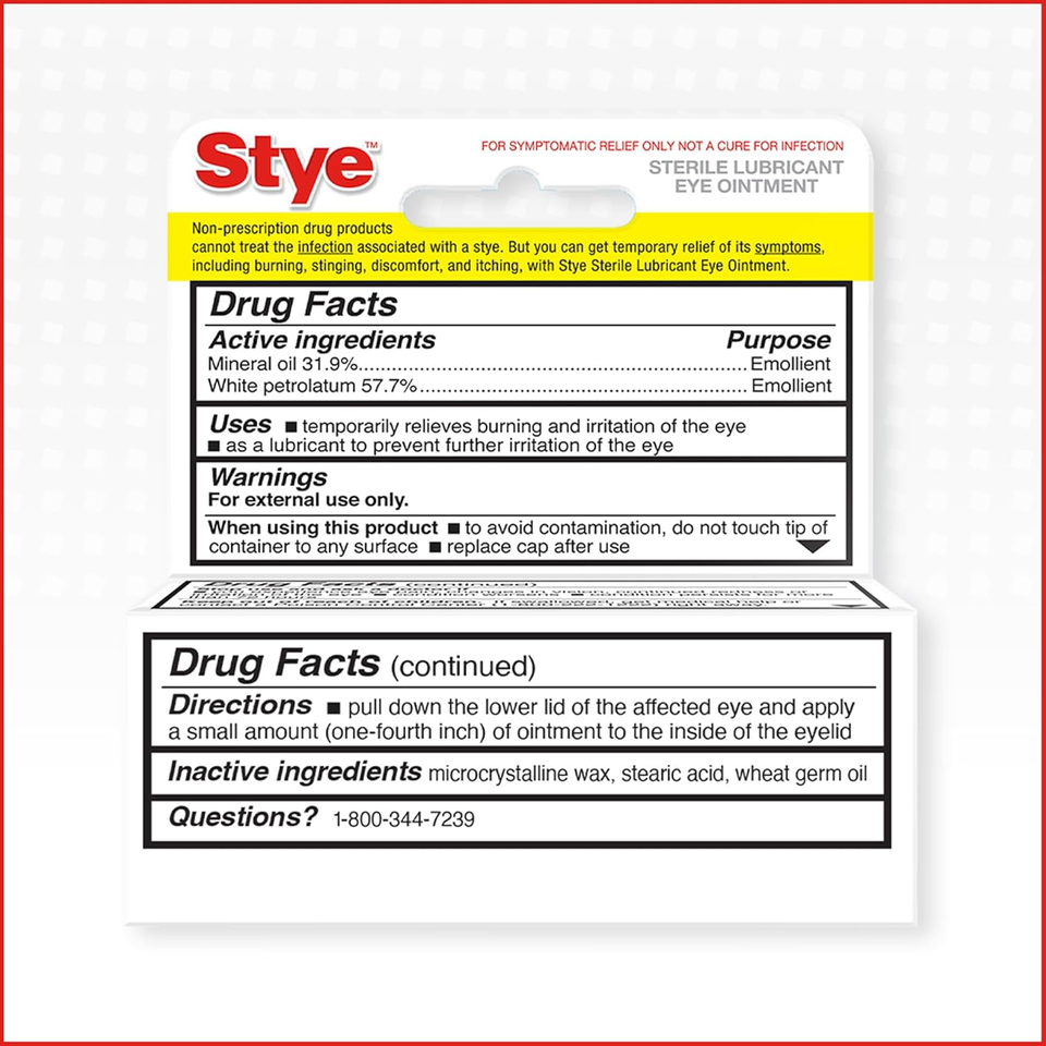 Stye Sterile Lubricant Eye Ointment, Ophthalmologist Tested, 0.125 ...