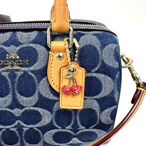 Coach Mini Rowan Crossbody Bag In Signature Denim In Gold/Denim Natural ...