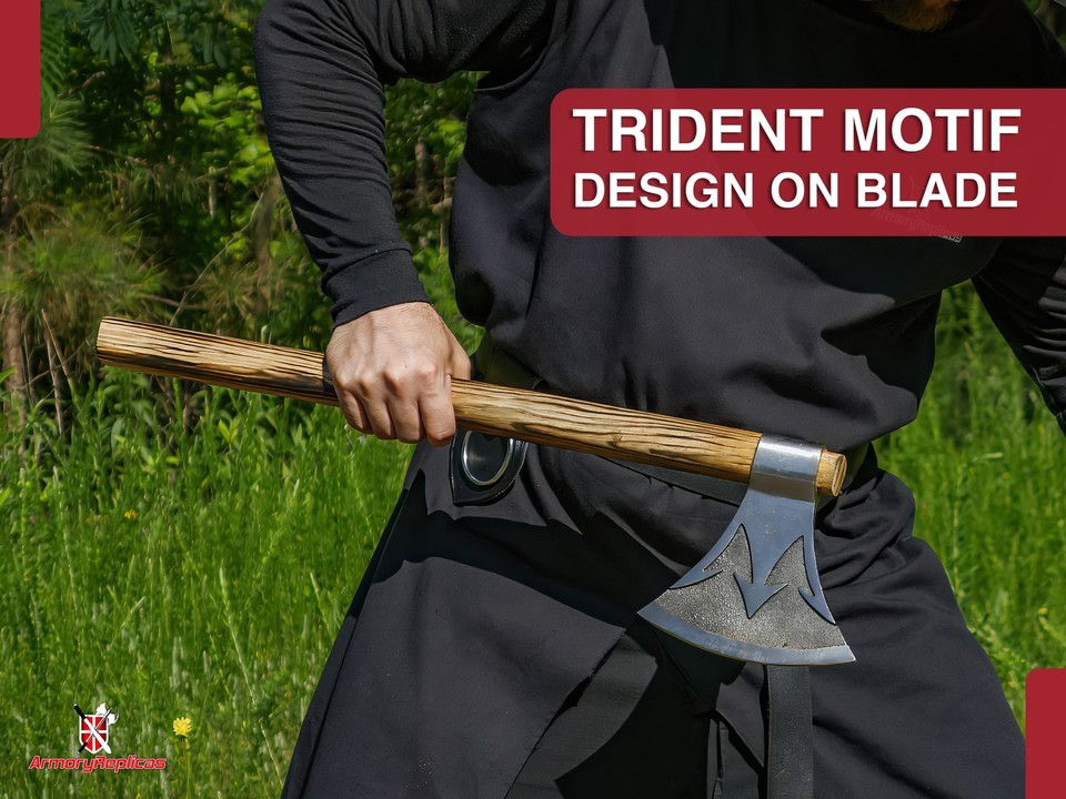 Hand Forged High Carbon Steel Trident Axe | Functional Medieval Camping ...