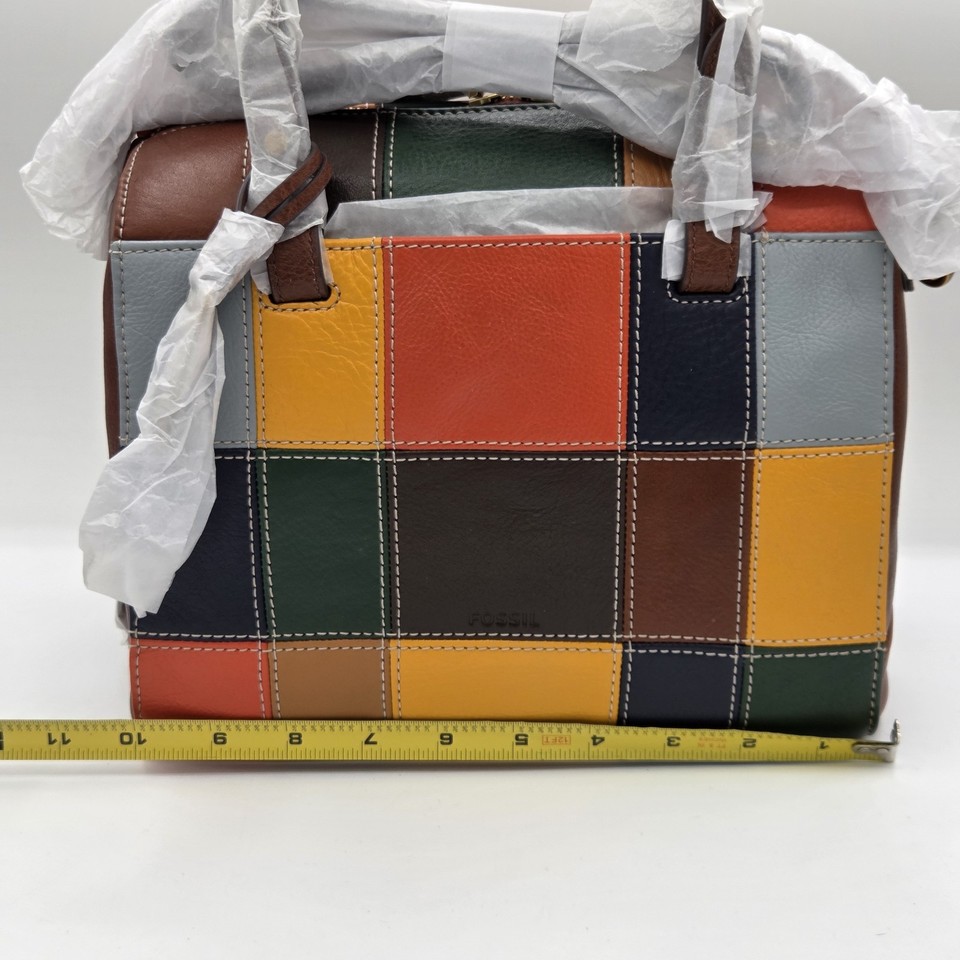 Fossil Rown Patchwork Rachel Satchel Bag Extra Strap Colorful Leather ...