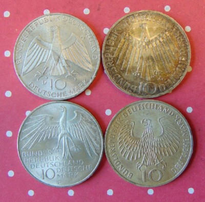 FOUR (4) .625 SILVER 1972 10 MARKS ~ GERMANY ~ OLYMPIC | eBay