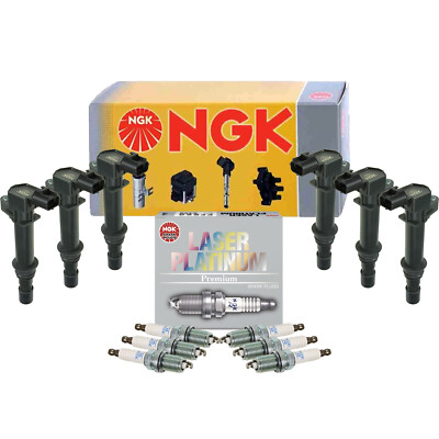 NGK 6 Ignition Coils 6 Laser Platinum Spark Plugs Kit For Dodge Jeep ...