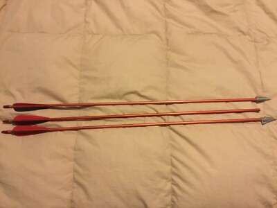 3 - EASTON XX-75-2117 ALUM.ARROWS w/ screw inserts+ 2/BROADHEADS, 33 1/ ...