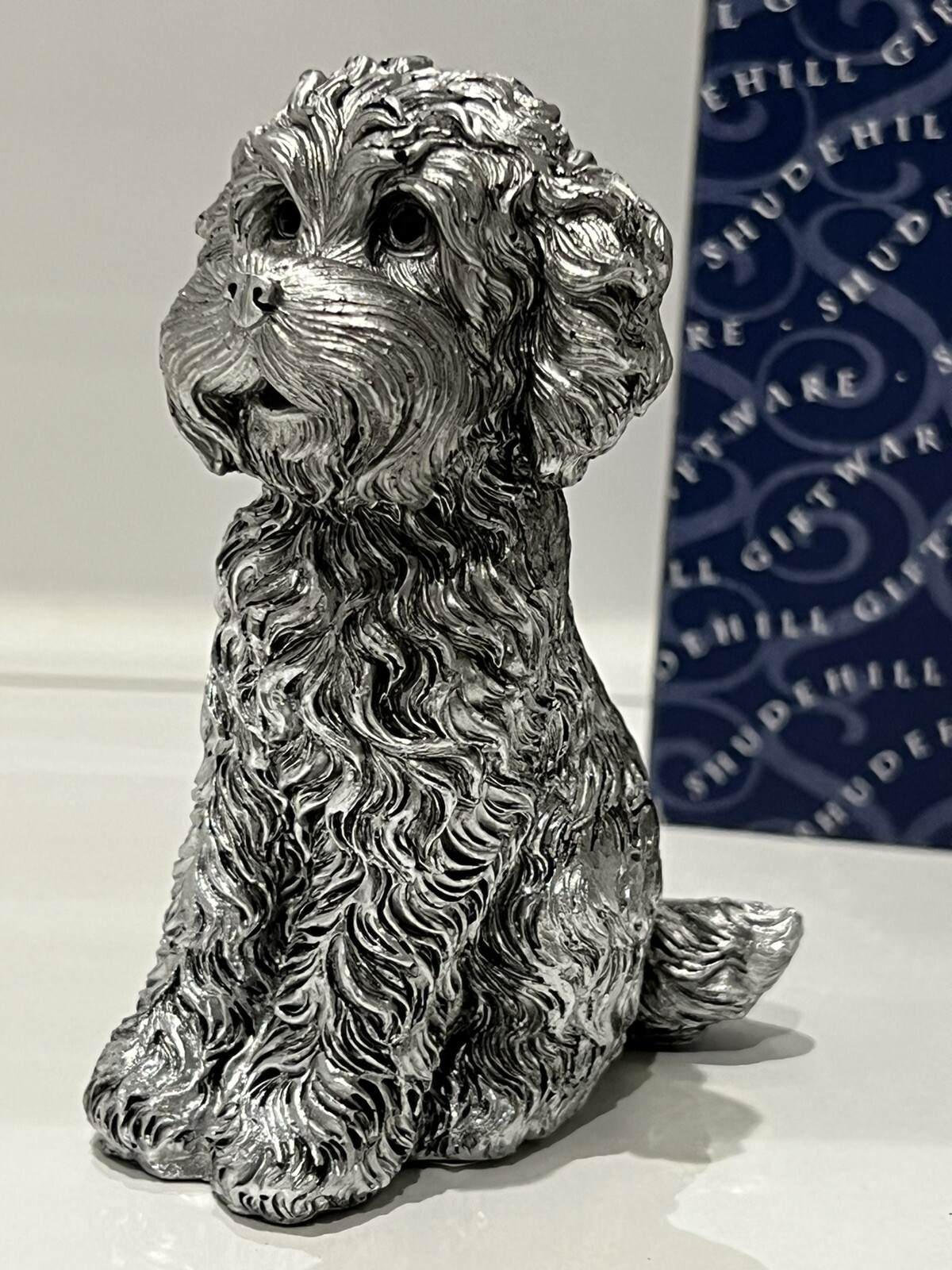 Cockapoo Dog Ornament Figure Silver Sitting Gift | eBay UK
