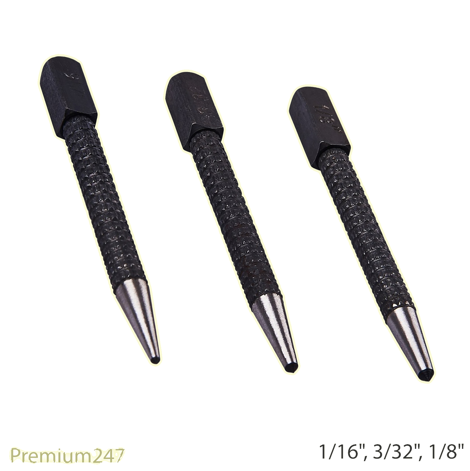 3x Steel Centre Punch Drilling Set Point Metal Wood Scribe Marking Tool ...