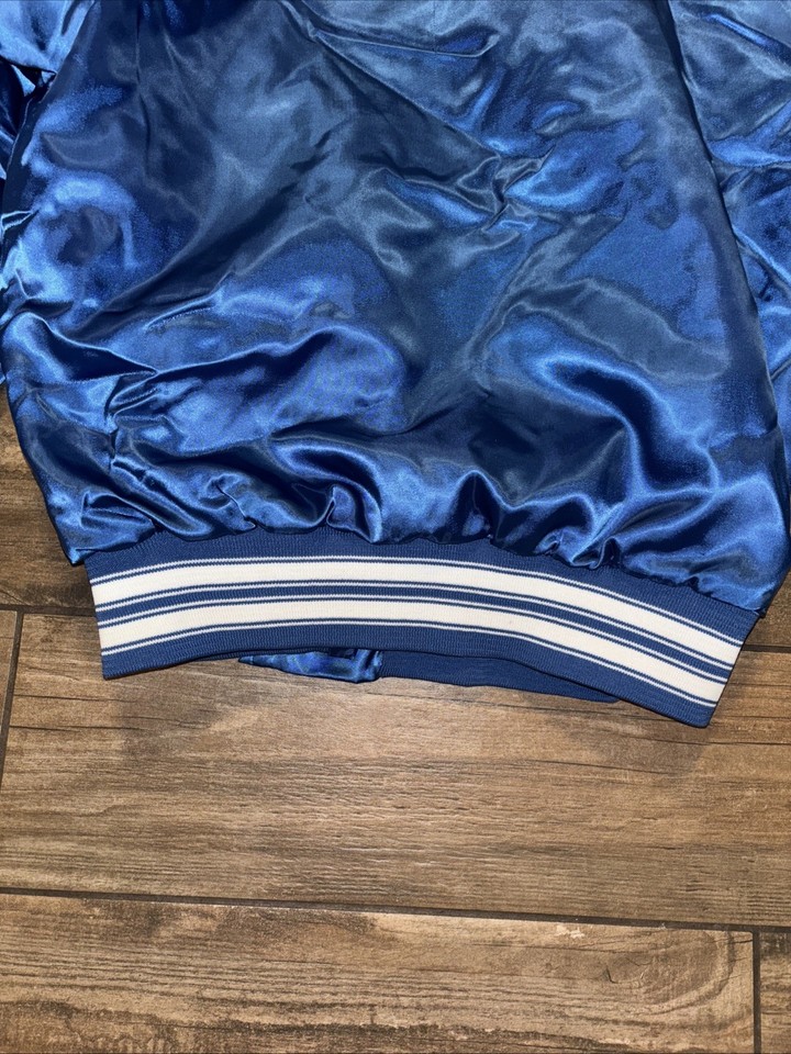 Vintage Satin Nasco Blue Button Up Bomber Jacket Adult Small Not ...